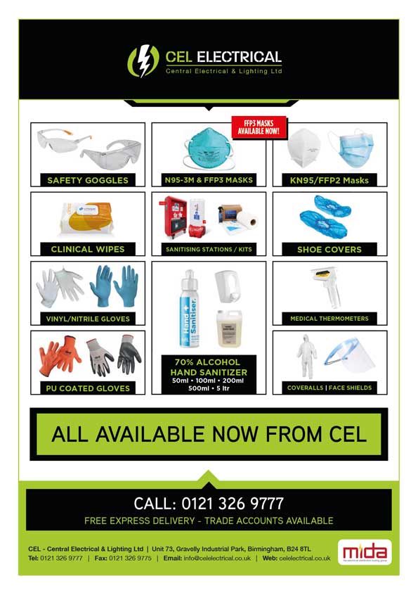 PPE equipment now available at CEL Electrical Birmingham