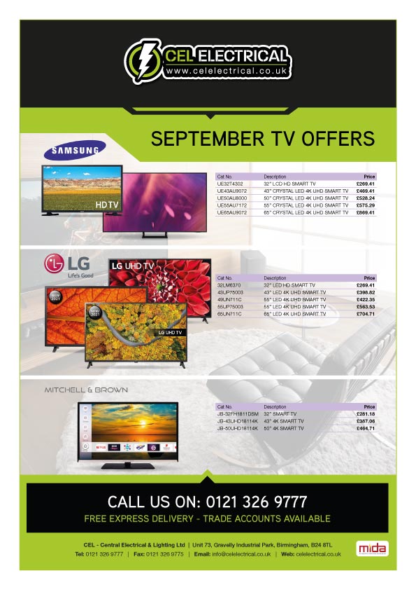 September TV Offers - CEL ELECTRICAL - Birmingham